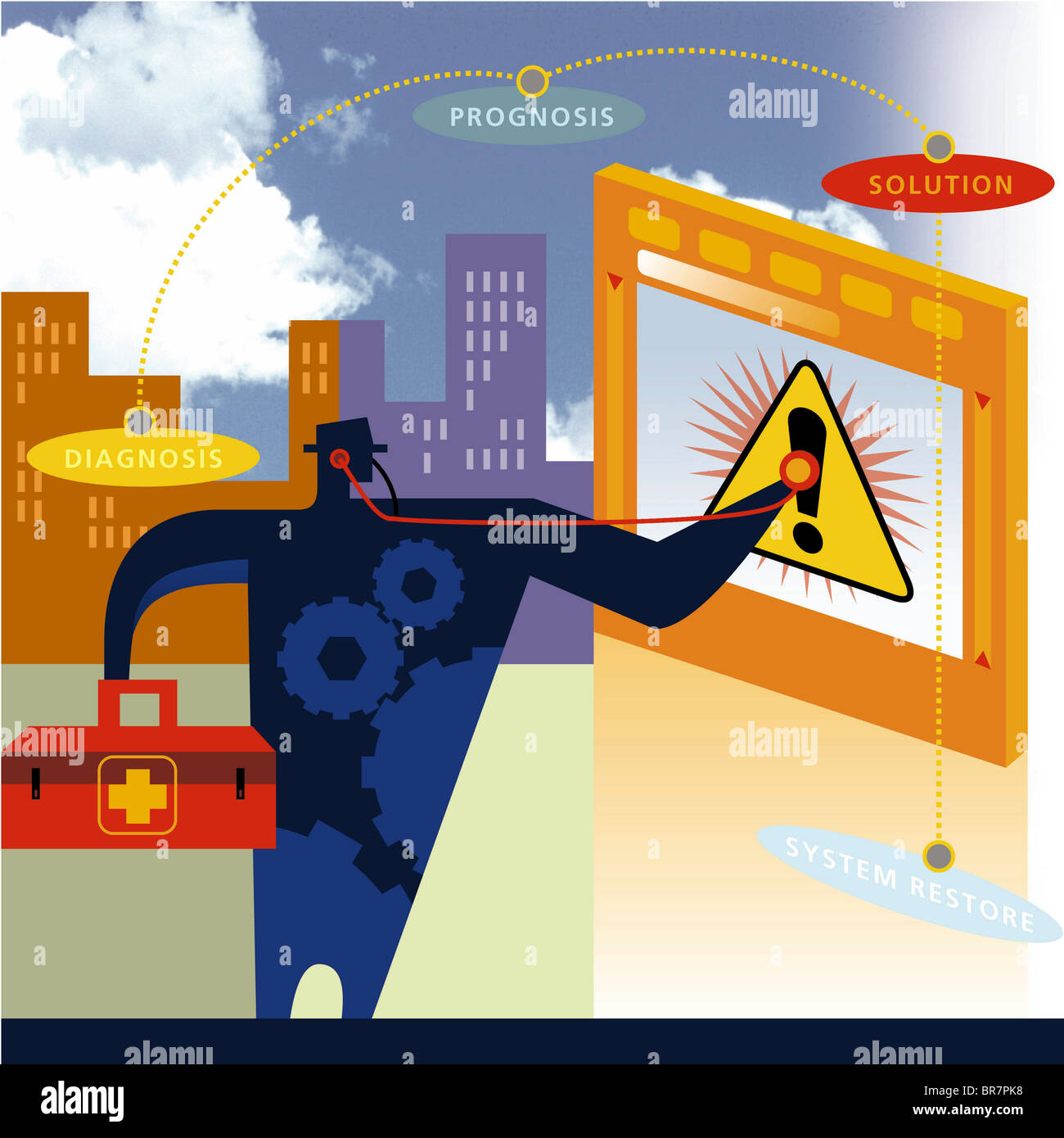 A computer support technician working on a crashed system Stock Photo ...