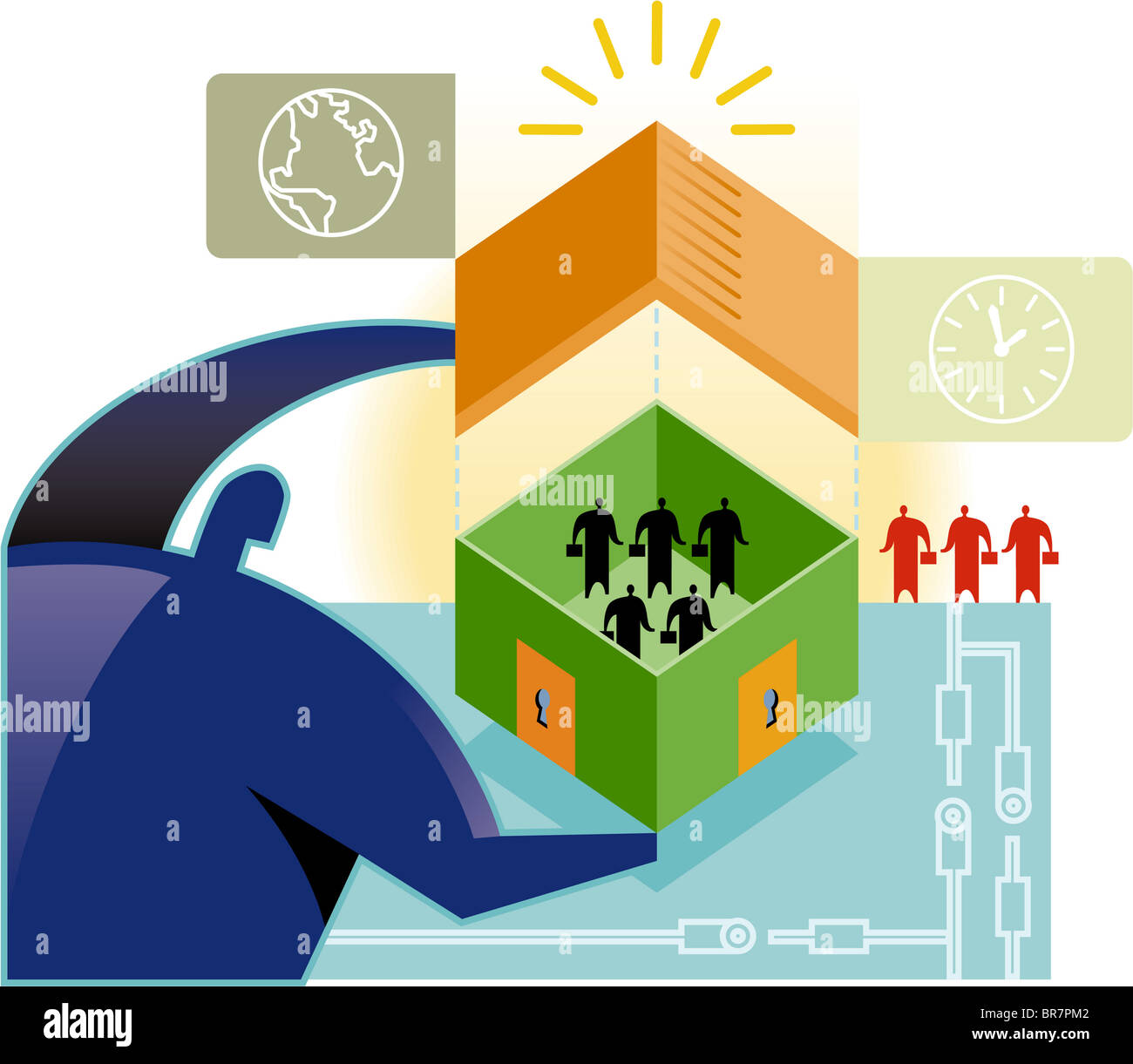 An illustration of people in a secure environment Stock Photo - Alamy