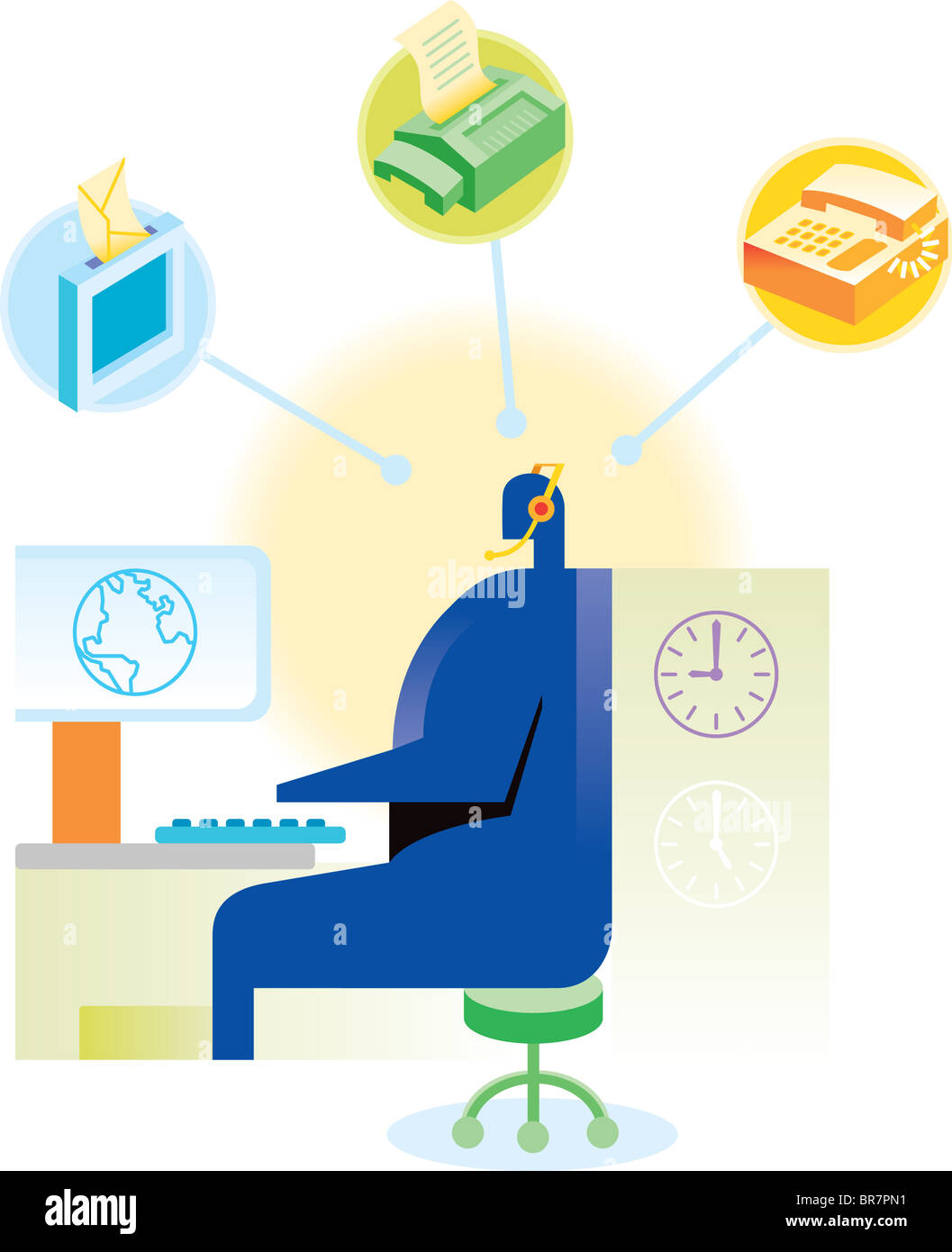 A user communicating via a phone, fax and email Stock Photo - Alamy