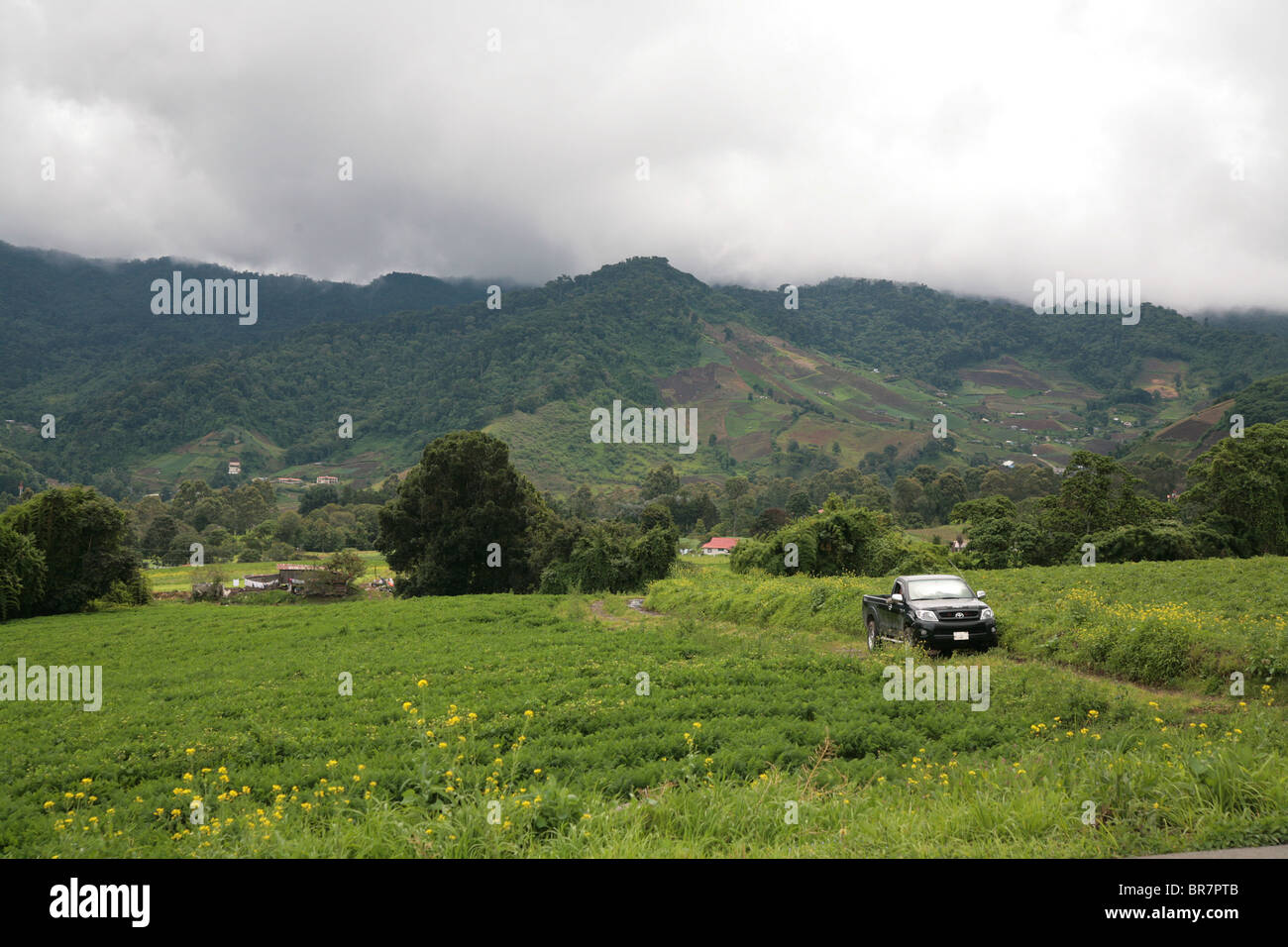 Landscape view of farming highlands at Cerro Punta, Chiriqui, Panama ...