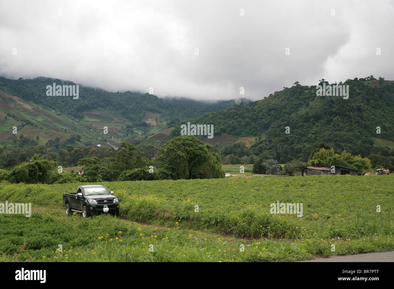 Landscape view of farming highlands at Cerro Punta, Chiriqui, Panama ...
