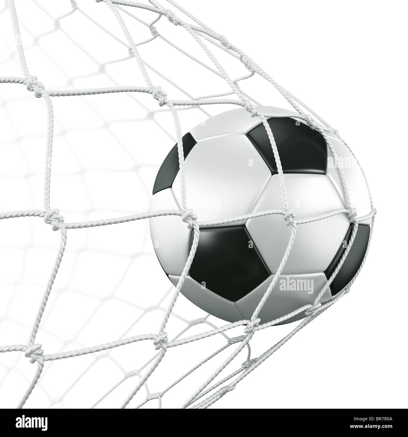 3d rendering of a soccer ball in a net Stock Photo - Alamy