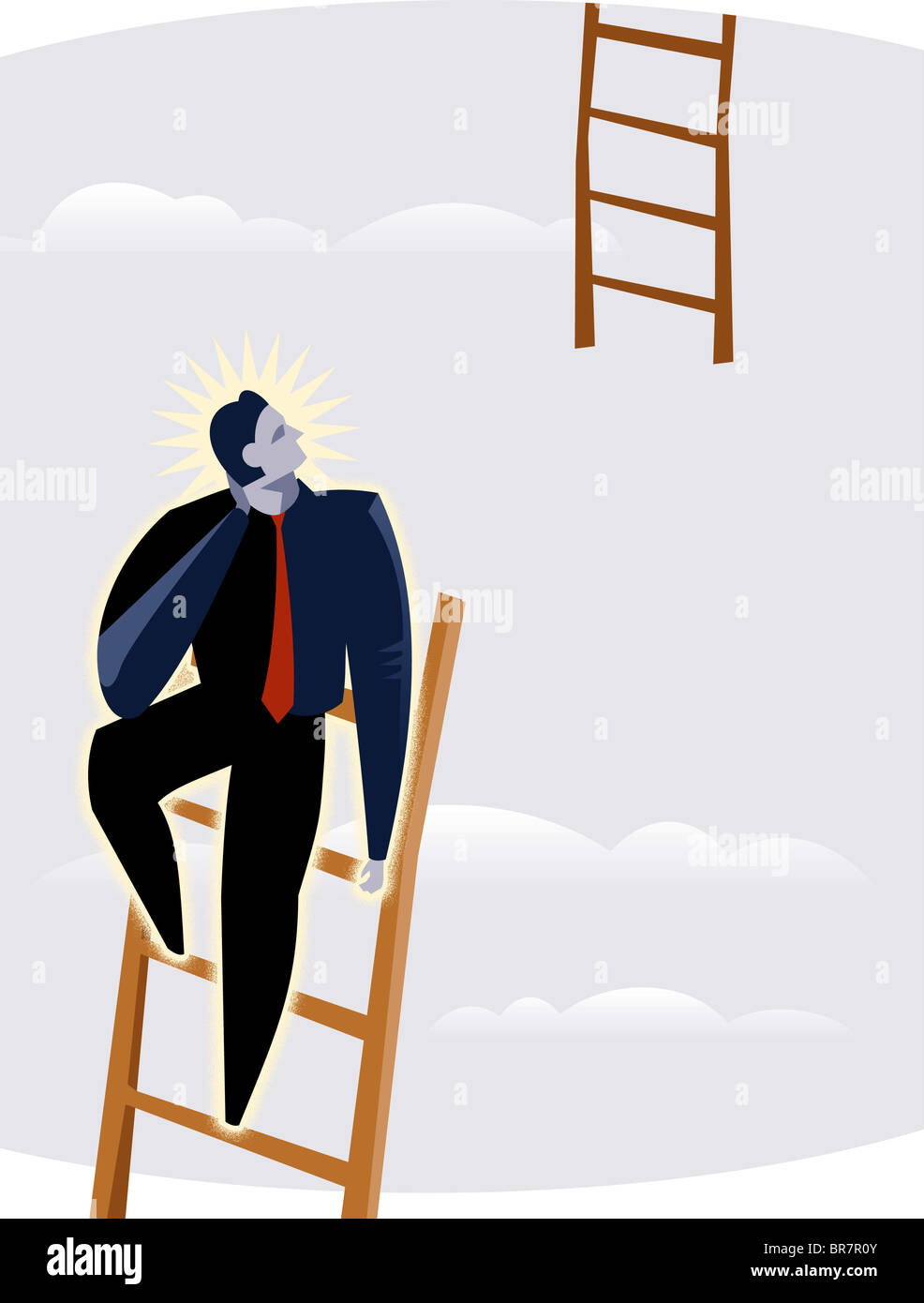 A man at the top of a ladder Stock Photo - Alamy
