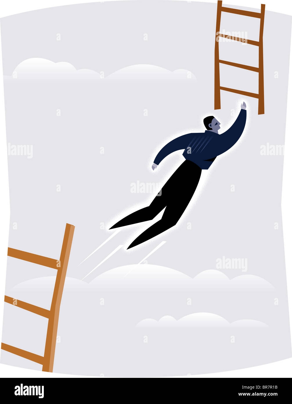 An acrobat businessman reaching for the ladder Stock Photo - Alamy