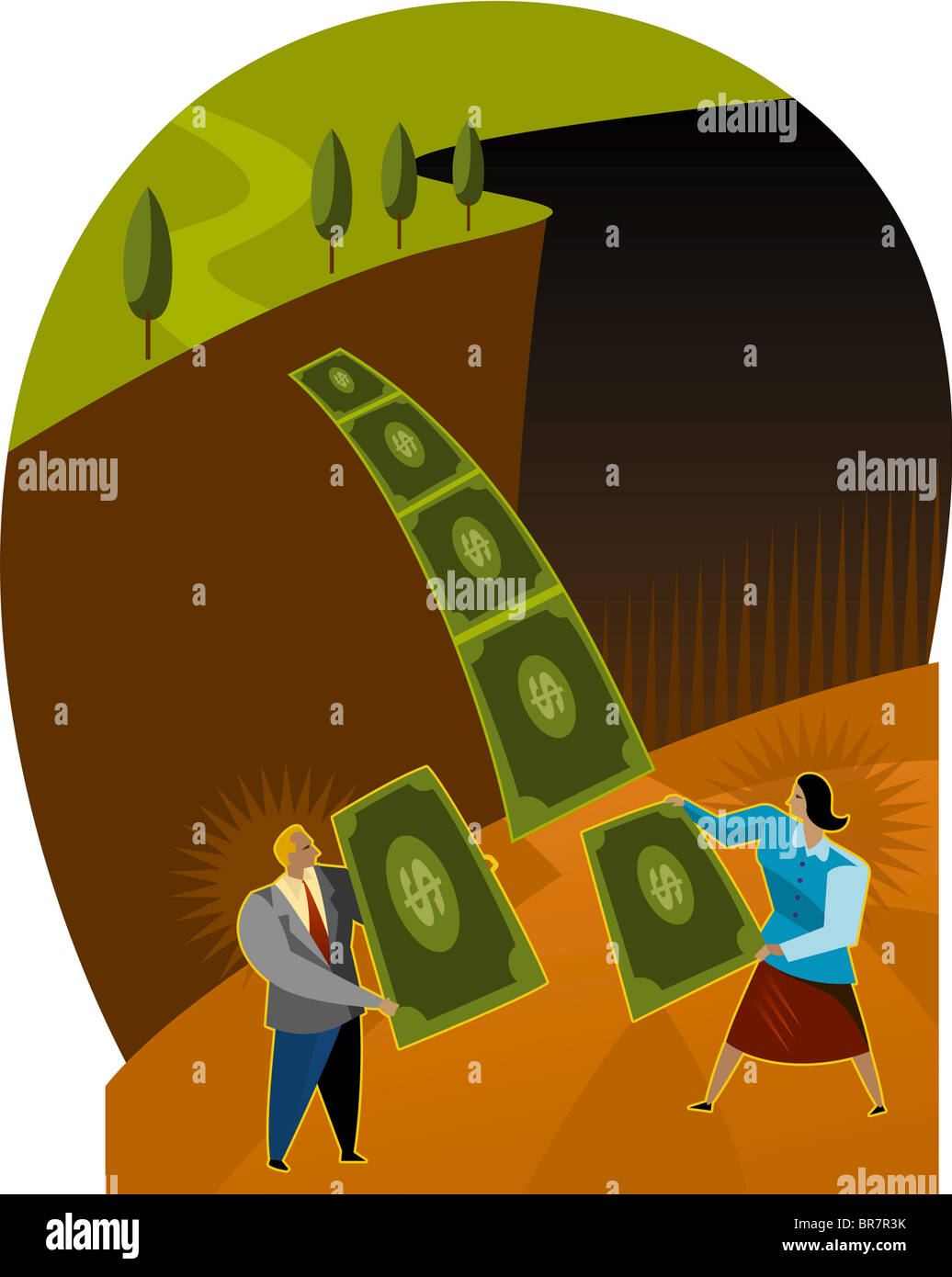 People making a bridge out of money Stock Photo - Alamy