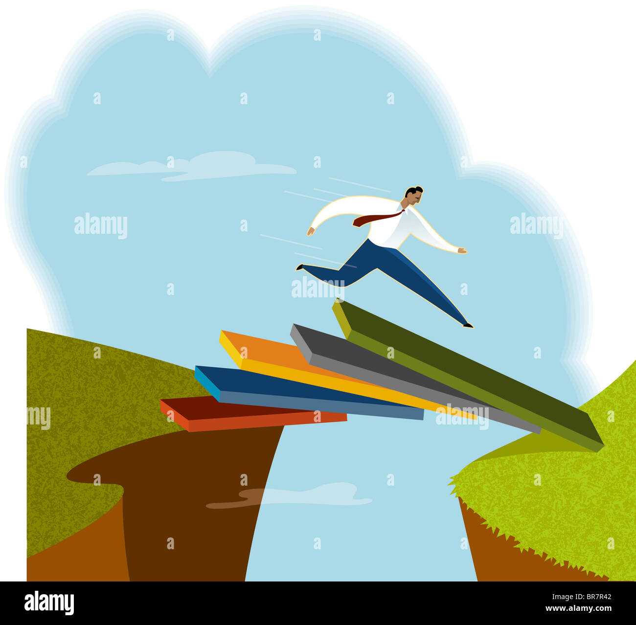 A man jumping over a chasm Stock Photo - Alamy