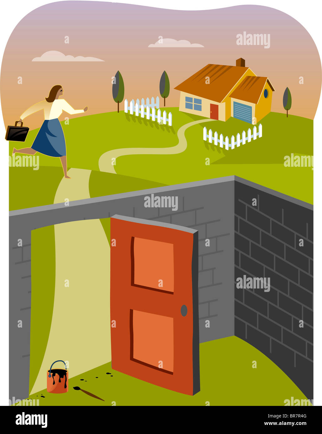 Cartoon woman escaping hi-res stock photography and images - Alamy