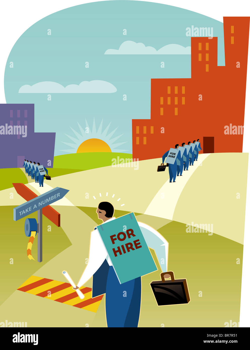 A man wearing a for hire sign Stock Photo - Alamy