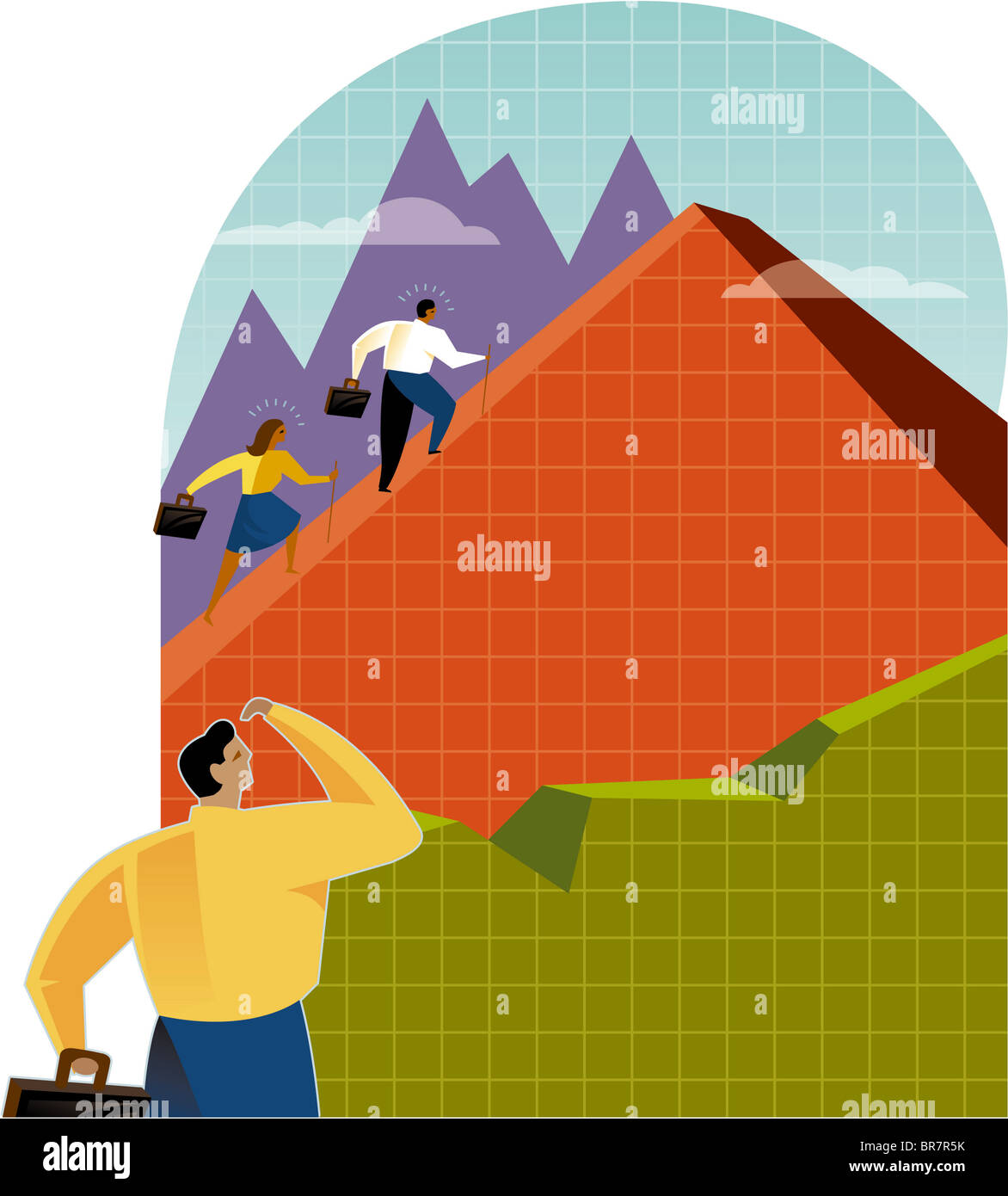 Business people climbing a sales chart Stock Photo - Alamy