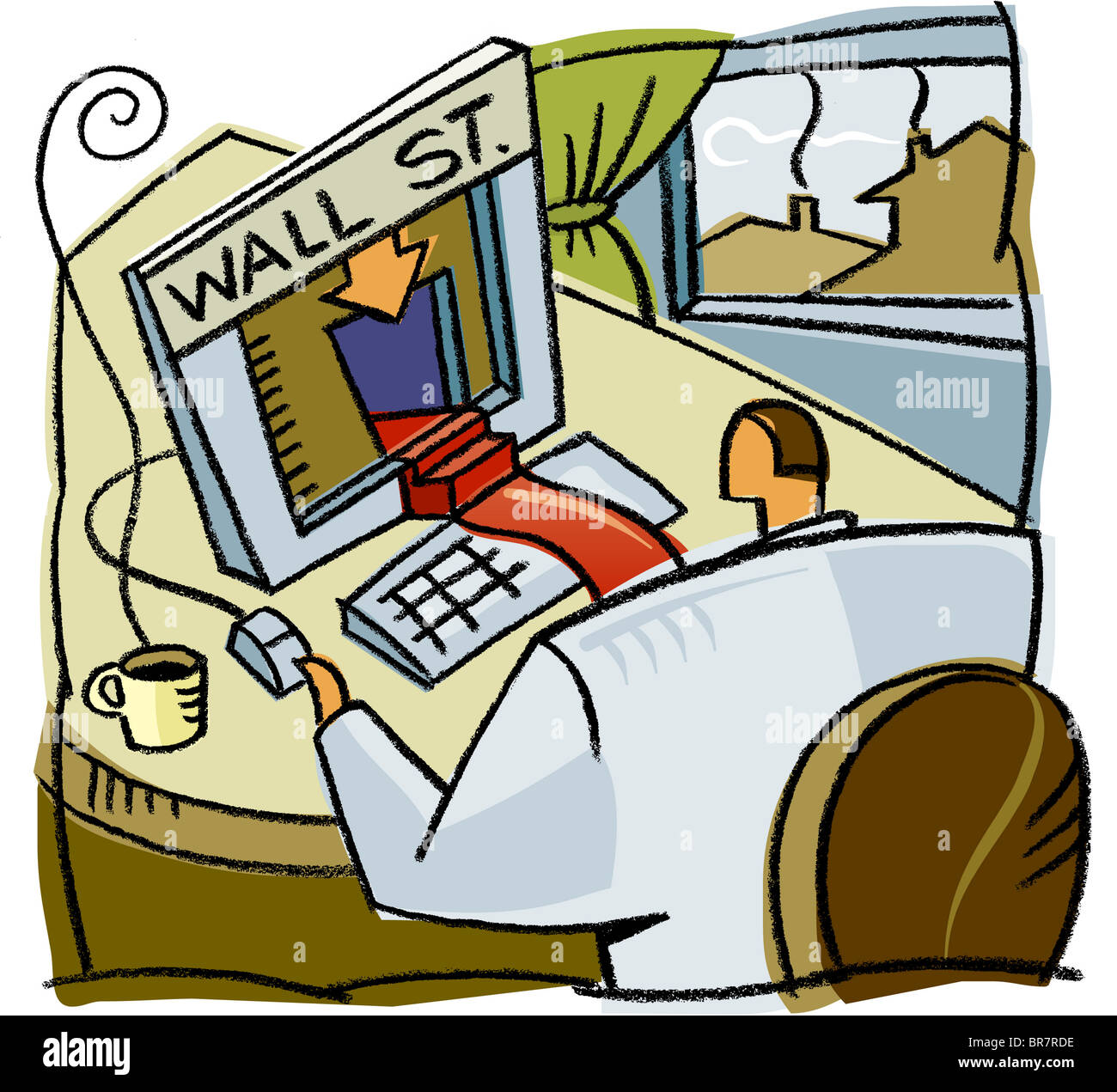 Person on computer through window Cut Out Stock Images & Pictures - Alamy