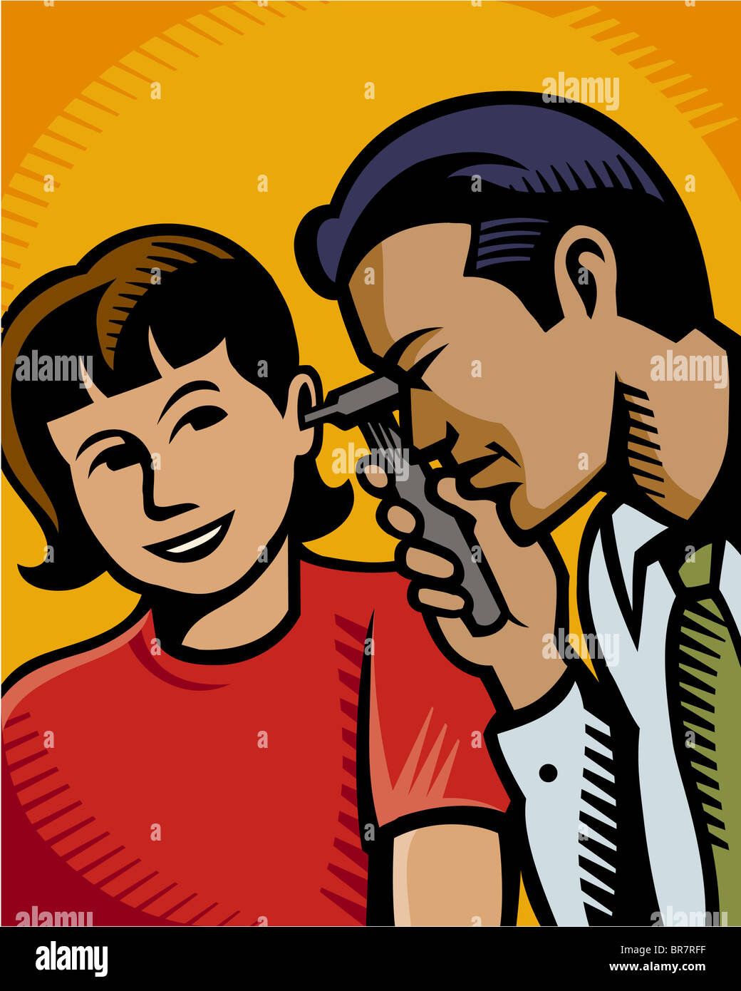 A doctor looking into a patients ear with an ear scope Stock Photo - Alamy