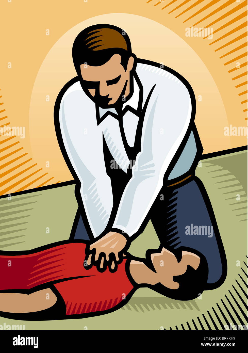 A man performing CPR on a victim Stock Photo - Alamy