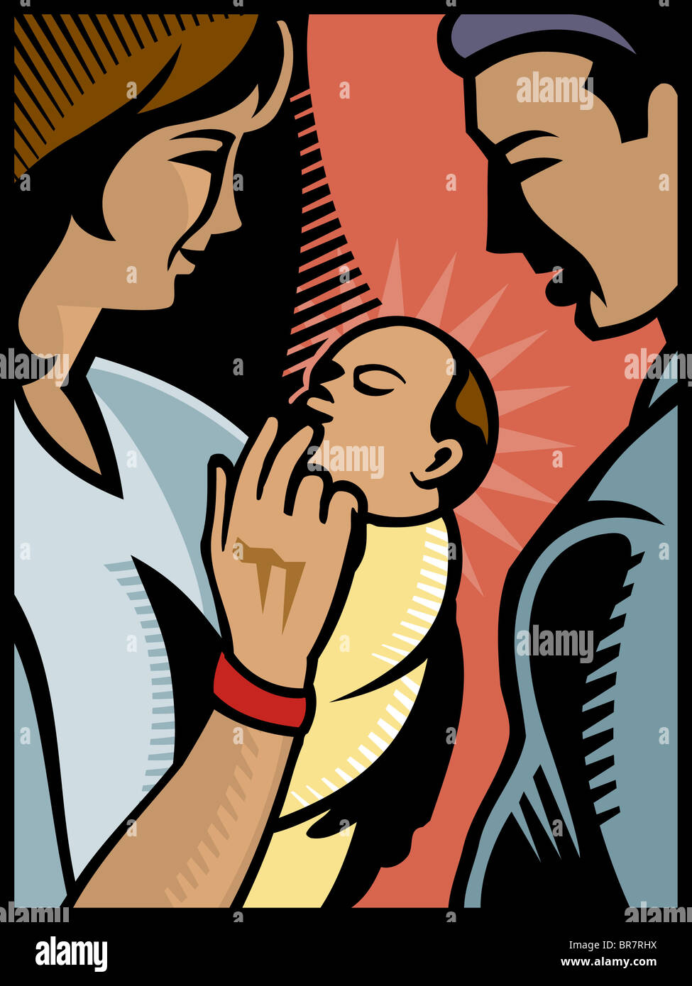 Cartoon parents baby family hi-res stock photography and images - Alamy