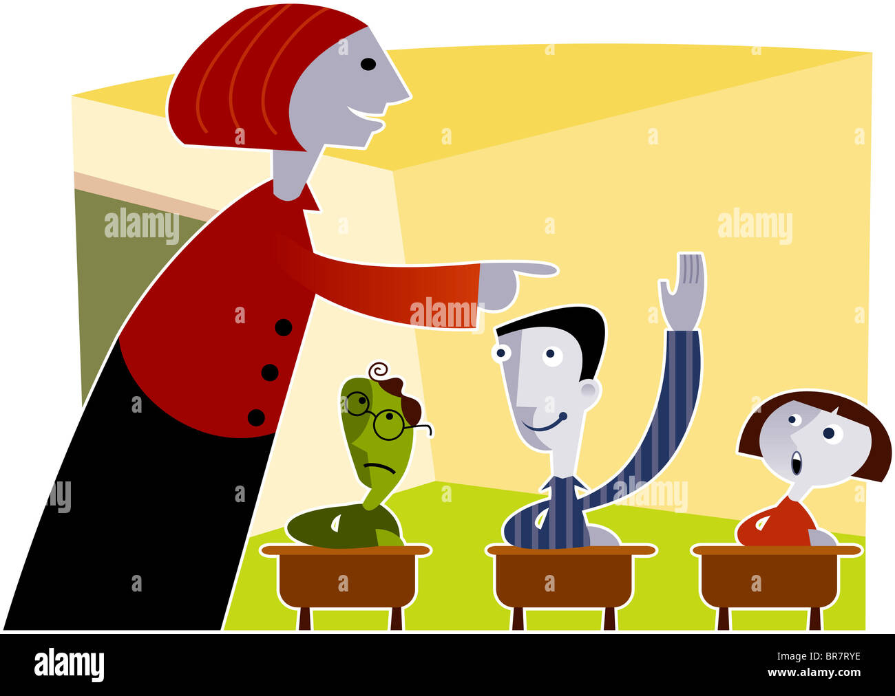 Illustration cartoon teacher in classroom hi-res stock photography and ...