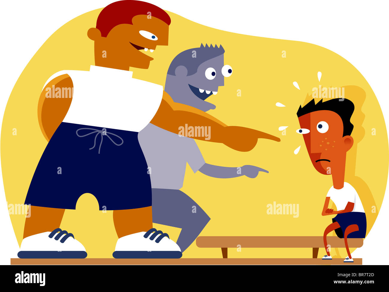 Two bullies pointing at another boy Stock Photo, Royalty Free Image ...