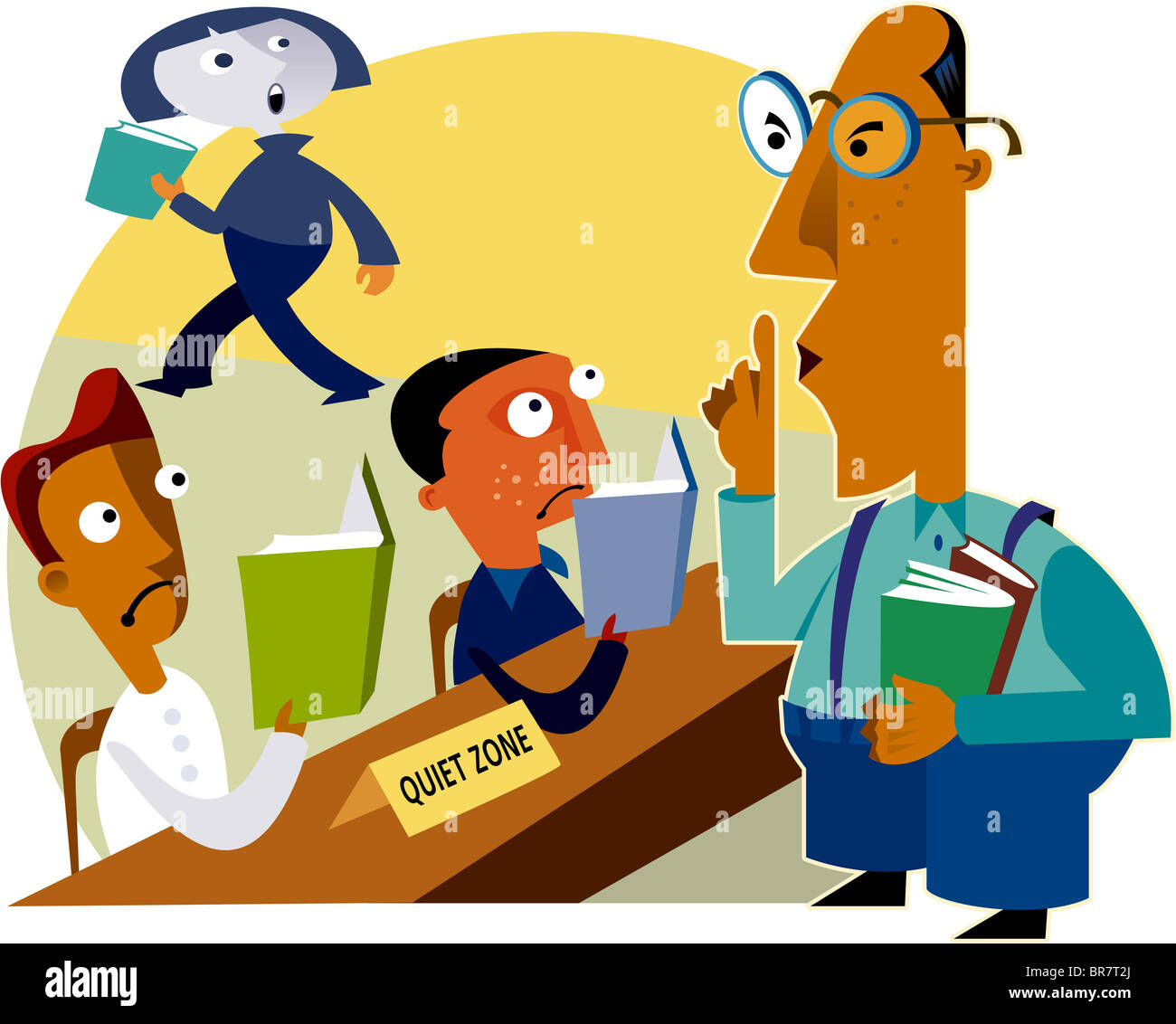 A librarian telling children to be quiet Stock Photo - Alamy