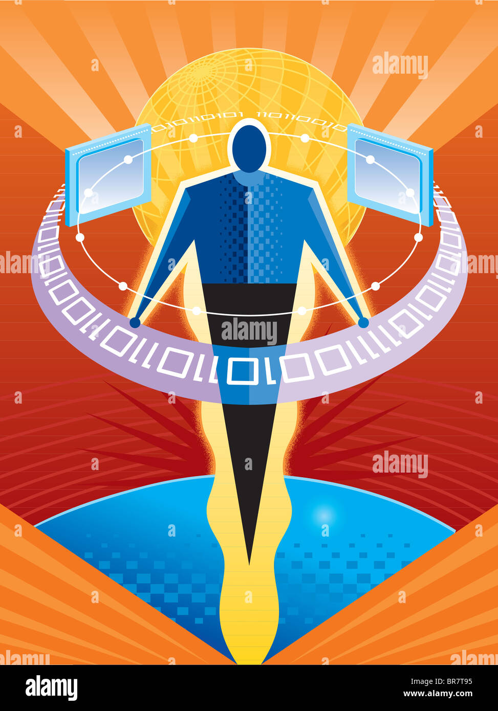 An illustration of a man with computer code Stock Photo - Alamy