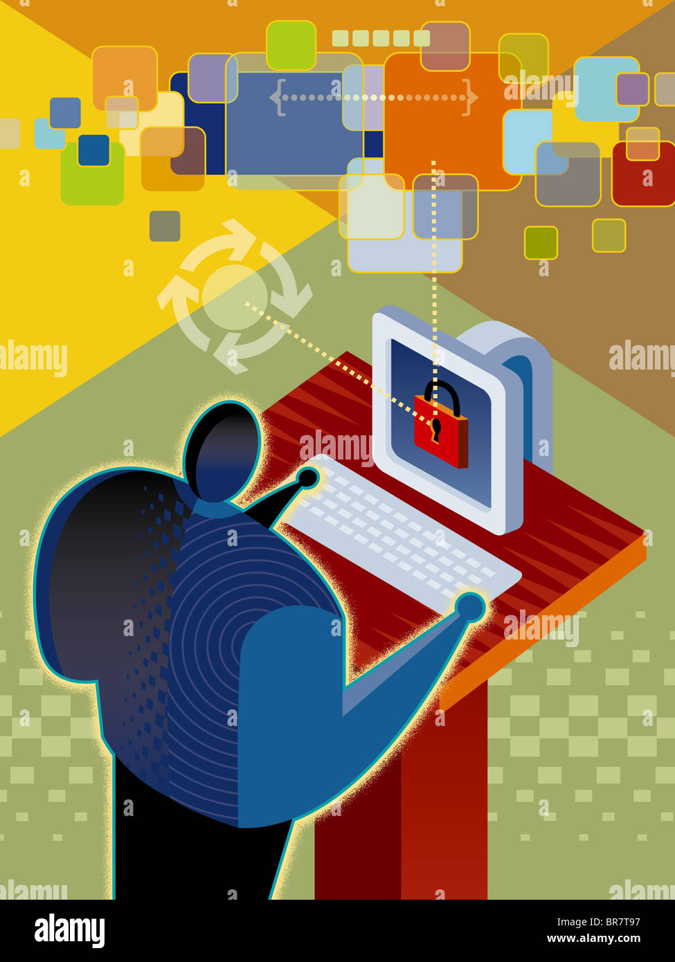 A man accessing a computer Stock Photo - Alamy