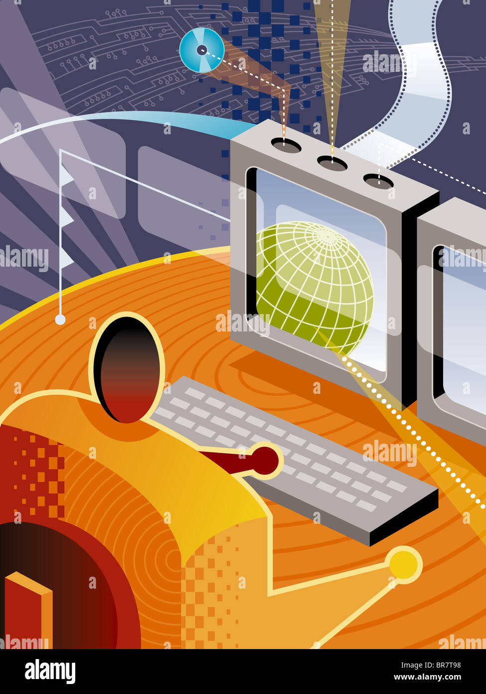 A man working with computers Stock Photo - Alamy