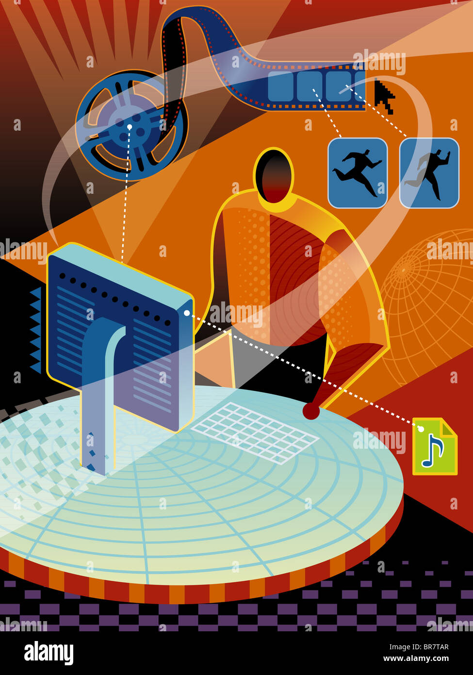 A man using a computer for multimedia entertainment Stock Photo - Alamy