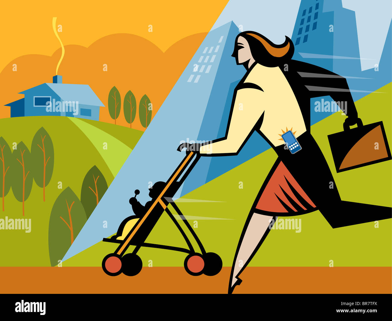 Cartoon pushing baby stroller hi-res stock photography and images - Alamy