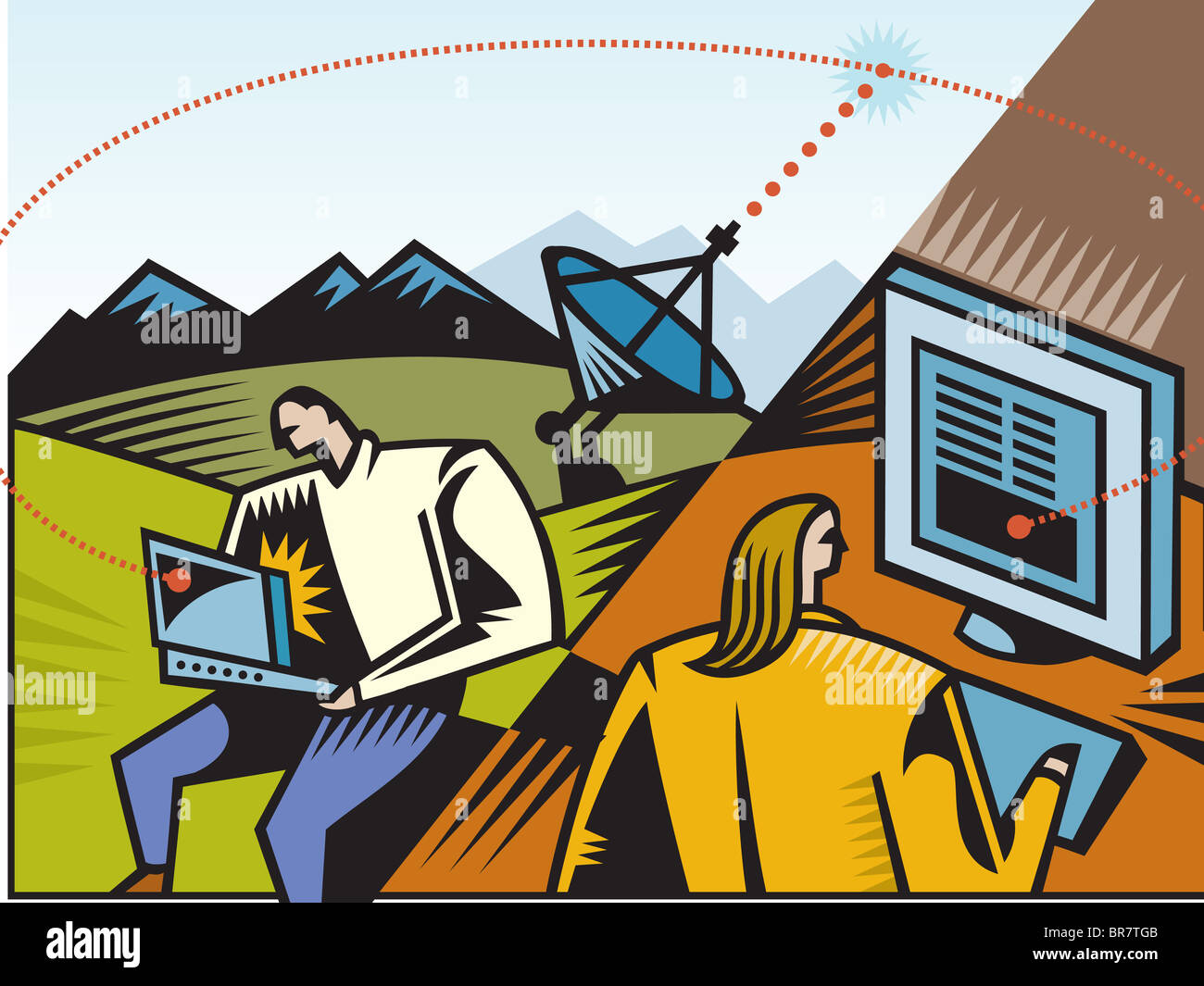 Two people communicating via email Stock Photo - Alamy