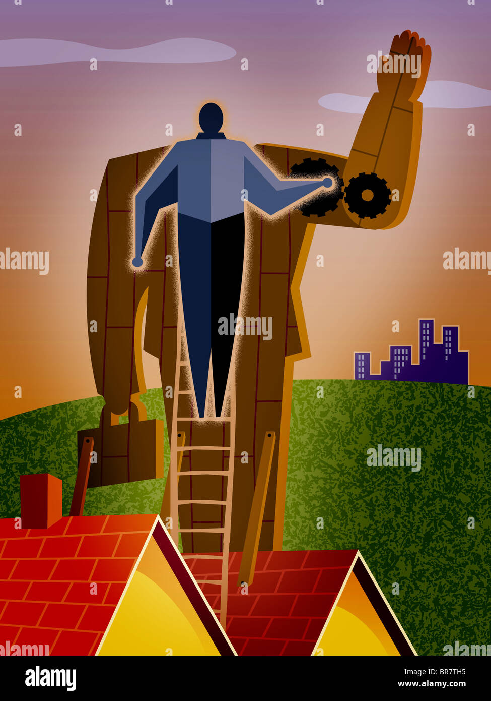An illustration of a person controlling a businessman Stock Photo - Alamy
