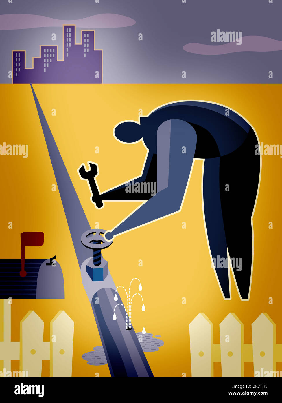 A man fixing a leaky pipe Stock Photo - Alamy