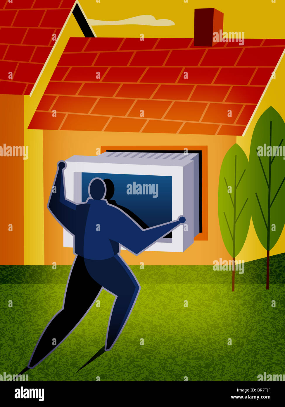 A man trying to install a computer Stock Photo - Alamy