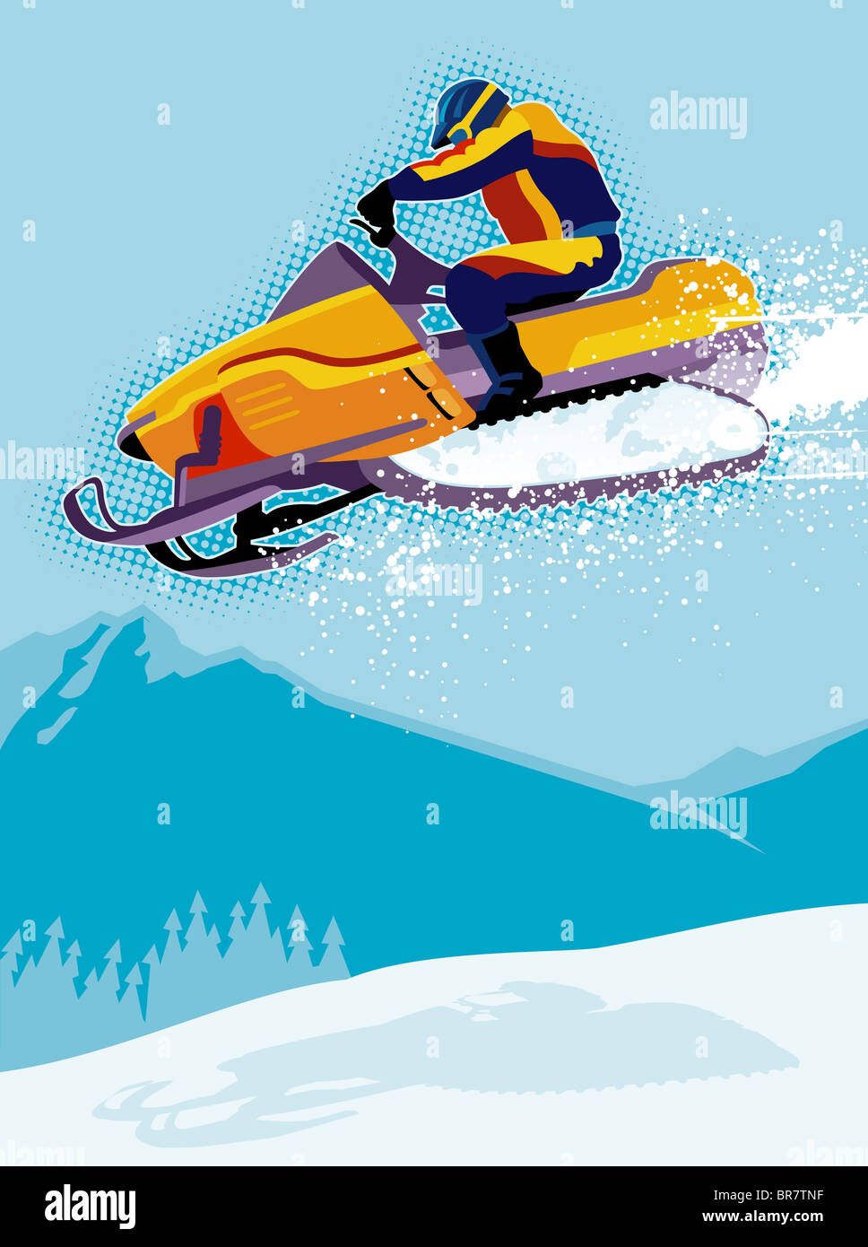 A man riding a snowmobile Stock Photo - Alamy