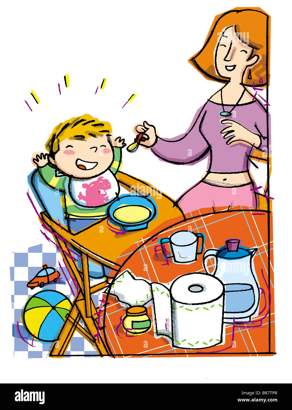 Mother Feeding Baby In Highchair Stock Photo Alamy Mother Feeding Baby In Highchair Stock Photo Alamy