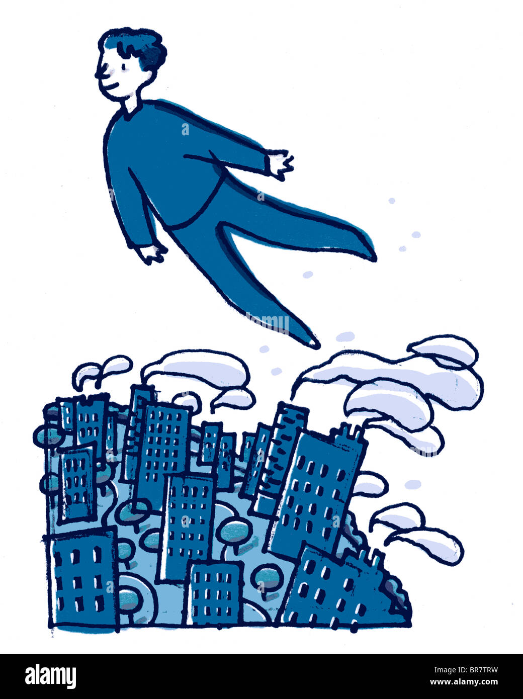 Flying man illustration hi-res stock photography and images - Alamy