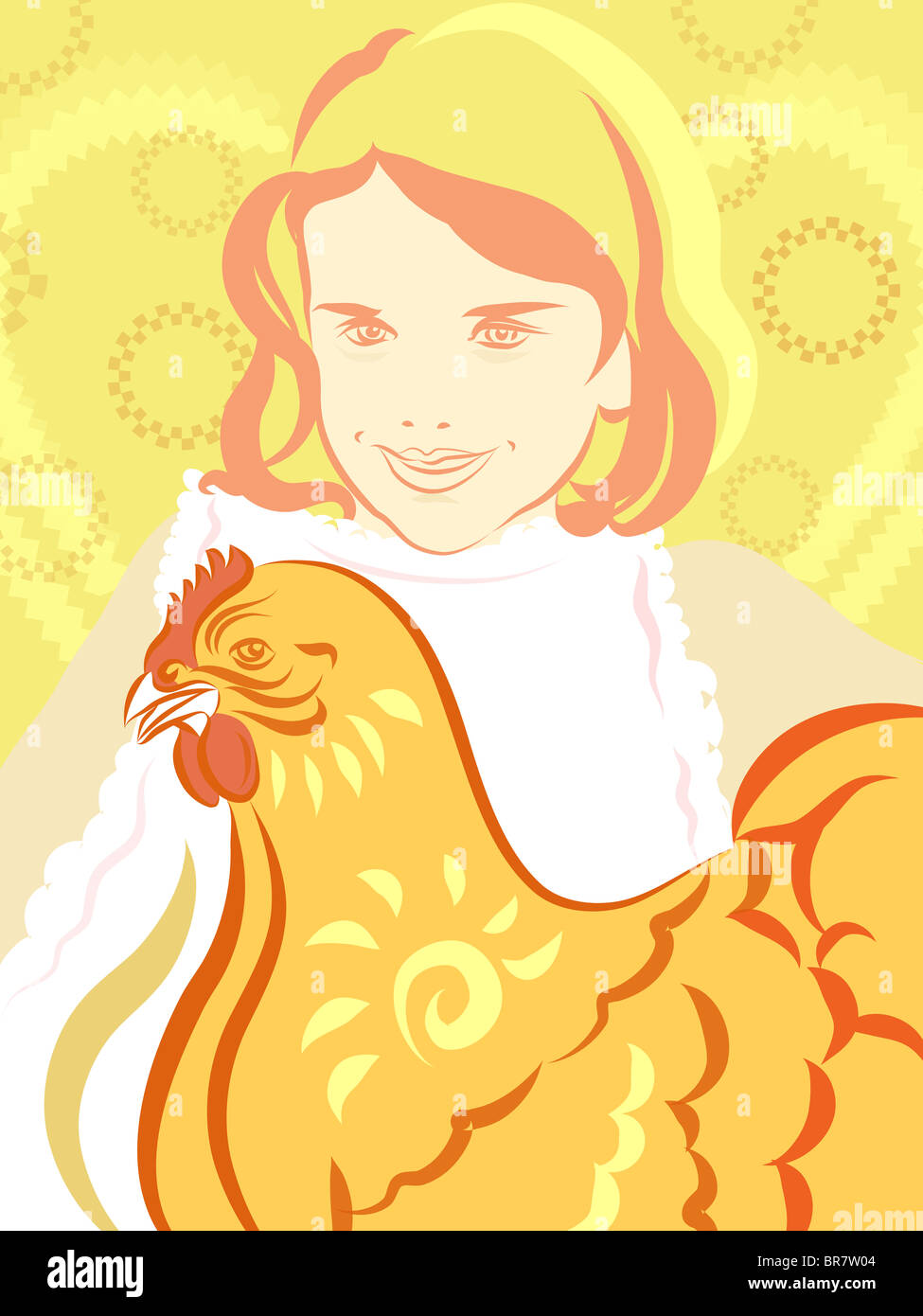 A girl and a chicken Stock Photo - Alamy