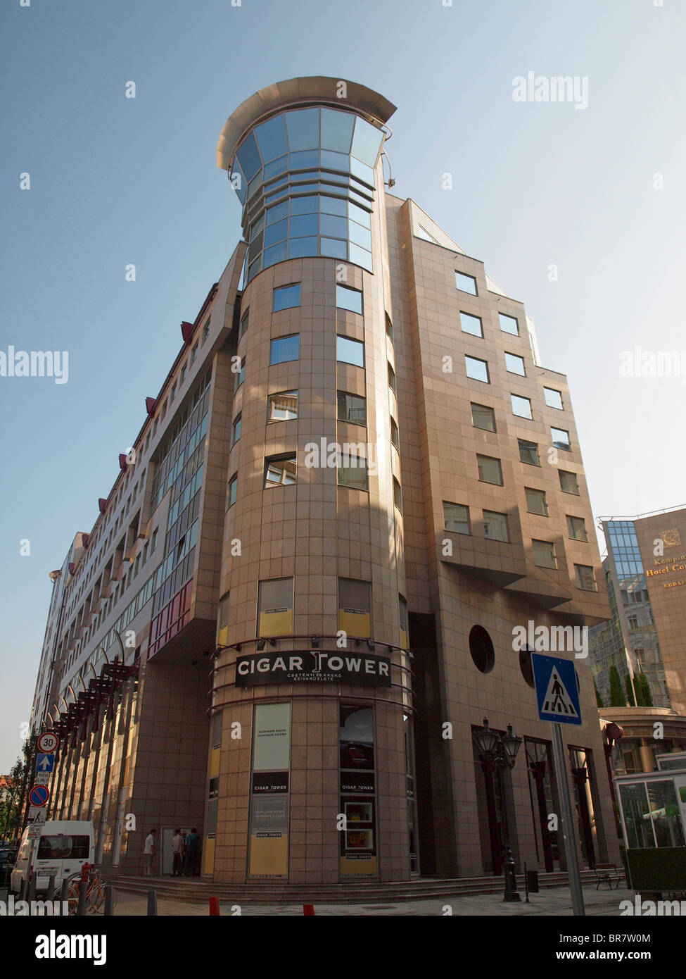 The Cigar Tower. A modern building in Budapest, Hungary. The Kempinski ...