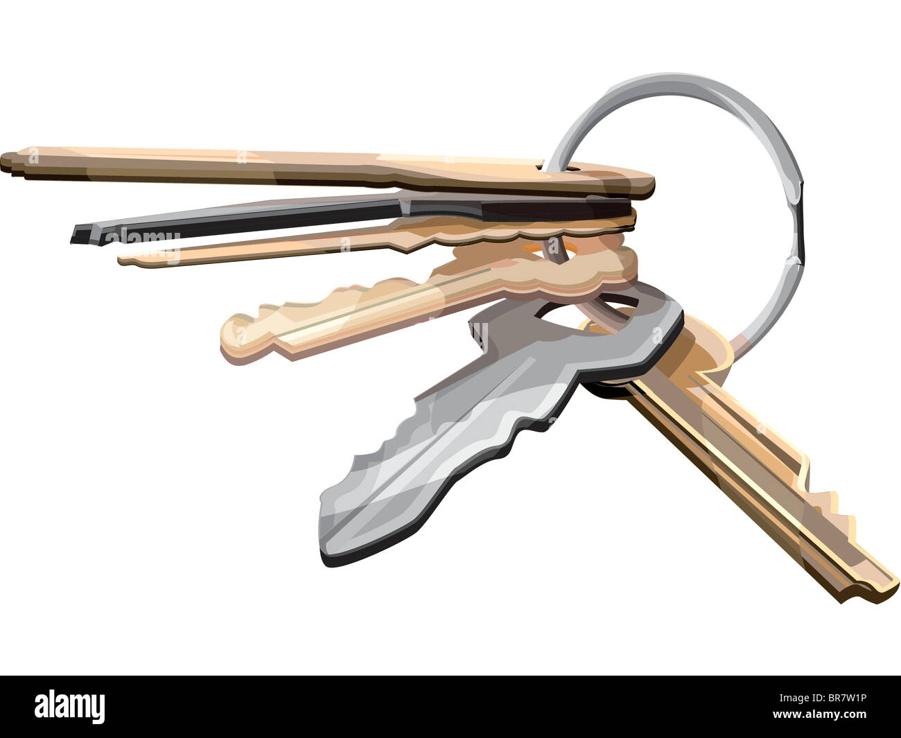 Illustration of a set of keys on a key ring Stock Photo - Alamy