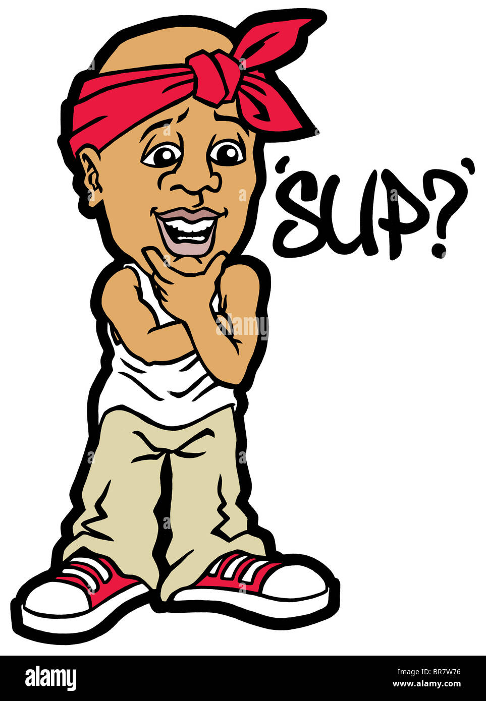 An illustration of a cheeky looking character with the text SUP Stock ...