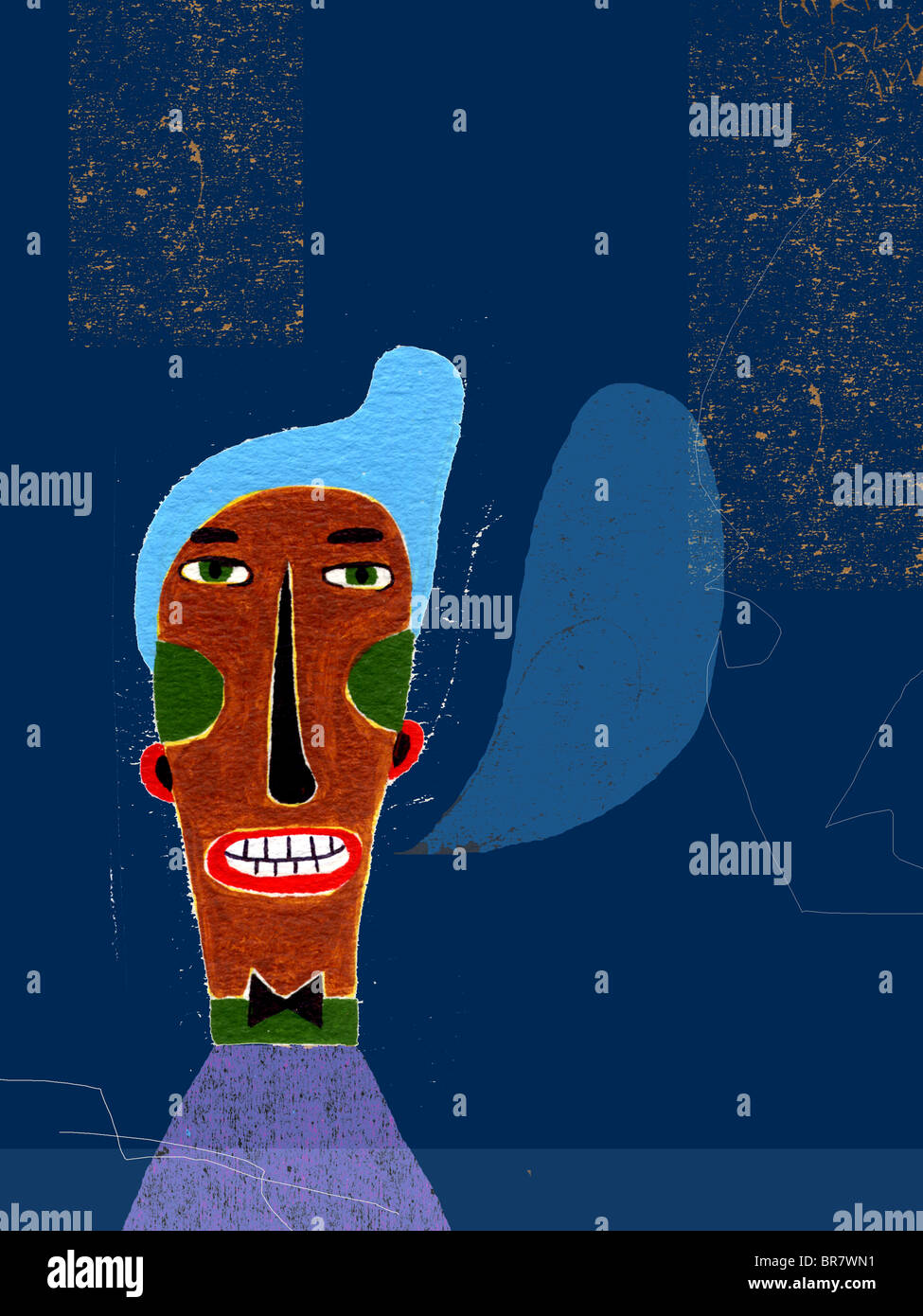 Blue haired man expressing himself Stock Photo - Alamy