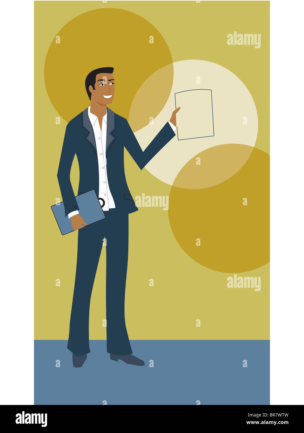 Businessman holding a winning report Stock Photo - Alamy