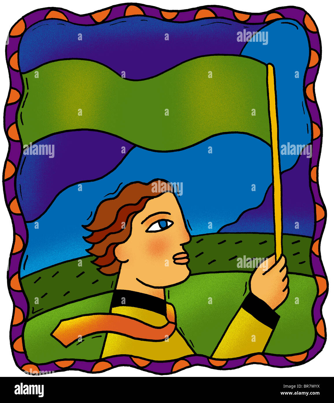 Businessman flying a flag Stock Photo - Alamy