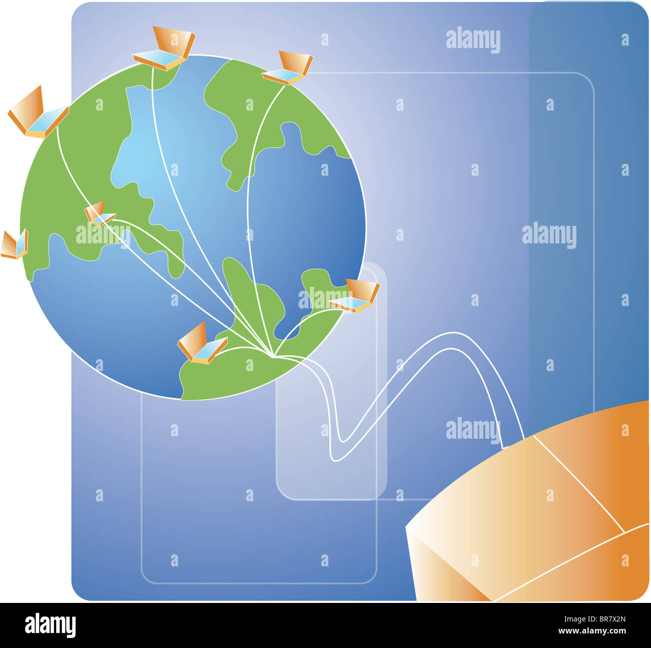 Connecting to computers all over the world Stock Photo - Alamy