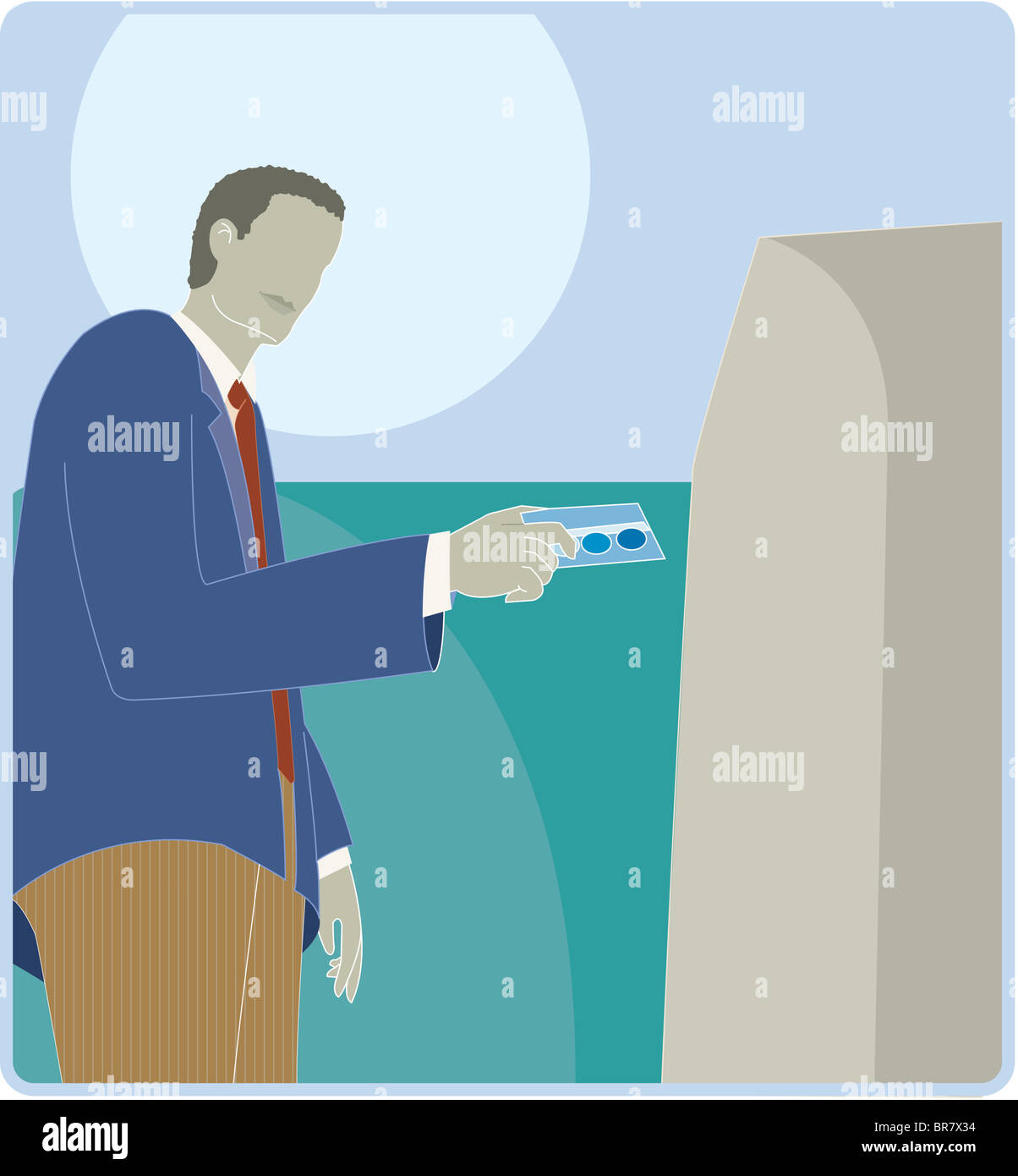 A man using an instant teller machine Stock Photo - Alamy