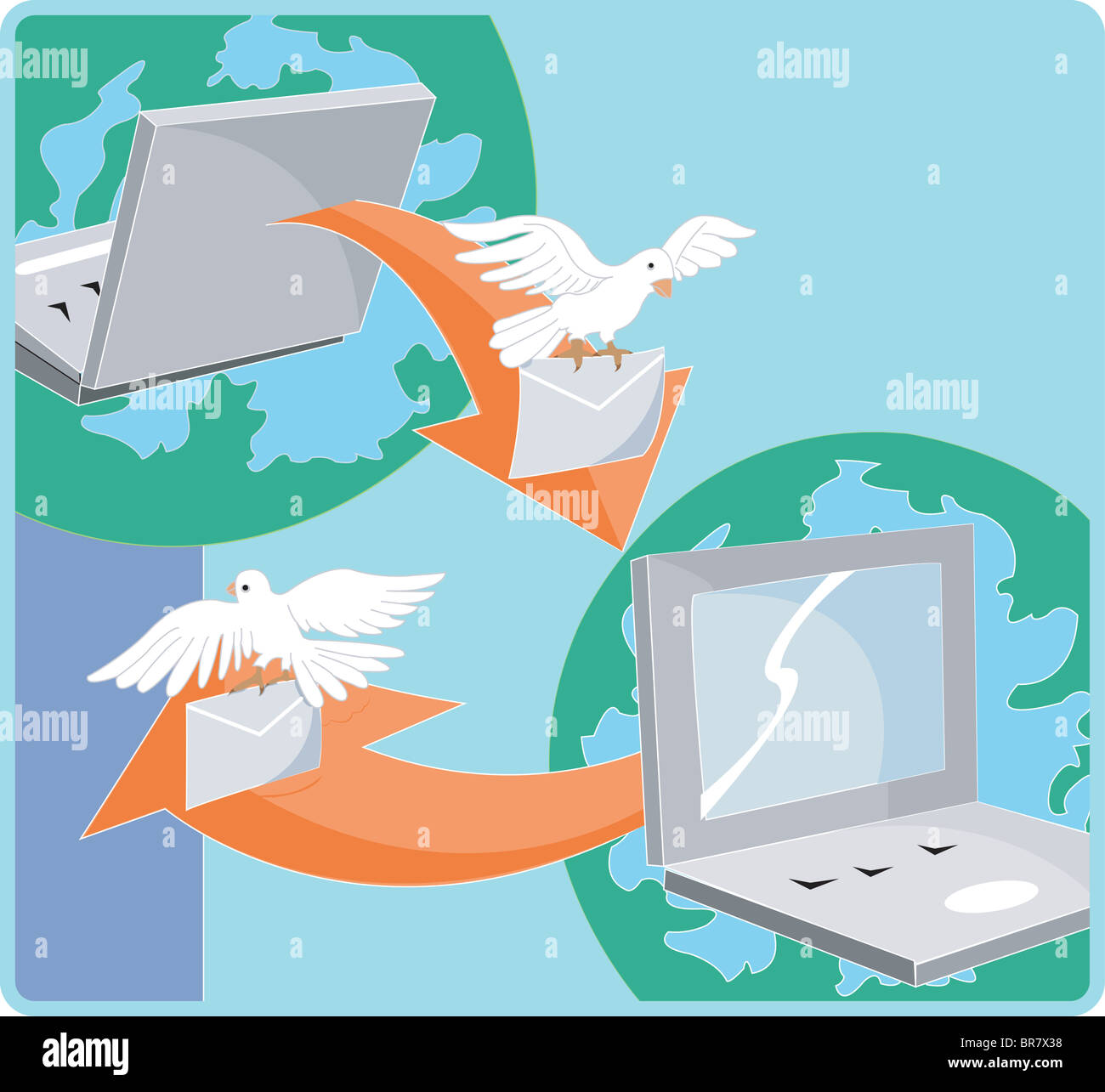 Sending e-greetings across the globe via the internet Stock Photo - Alamy