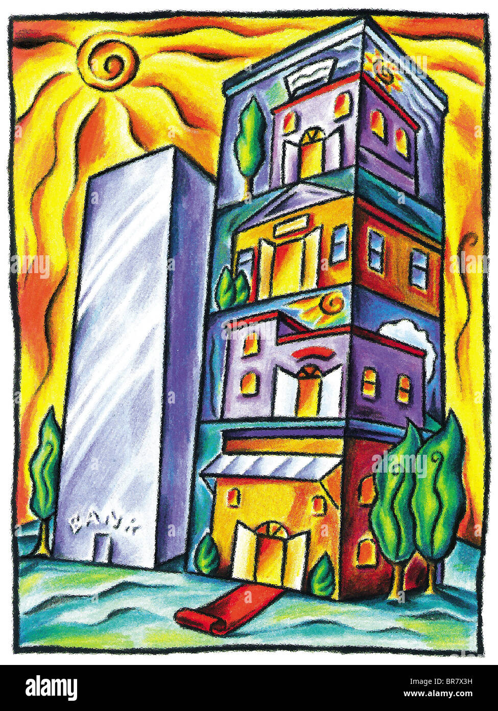 Illustration of a friendly credit union Stock Photo - Alamy