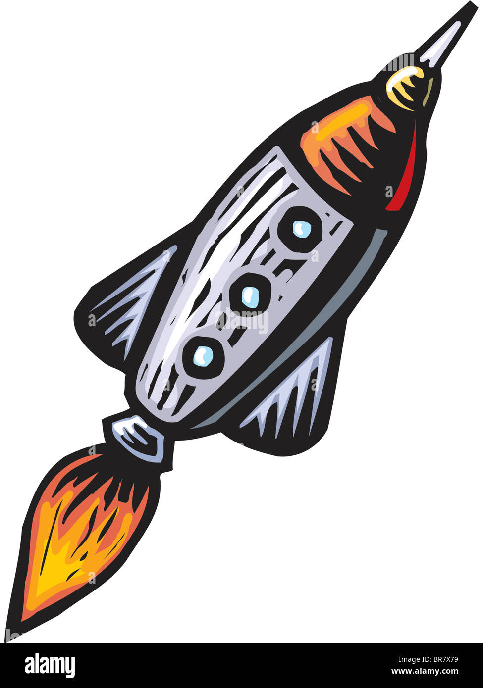 Rocket with flames coming out Stock Photo - Alamy