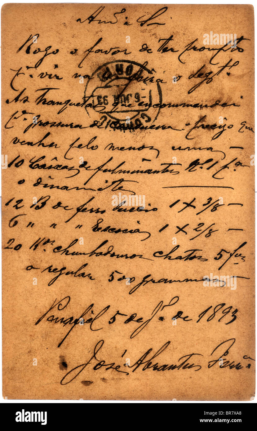 Vintage postcard with script writing, June 6 1893 Stock Photo - Alamy