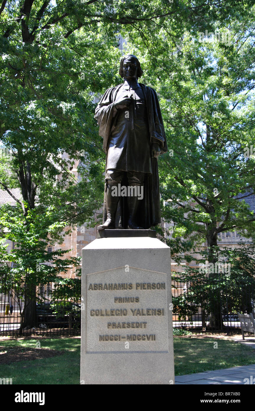 Statue of Rev. Abraham Pierson, Old Campus of Yale College, New Haven ...