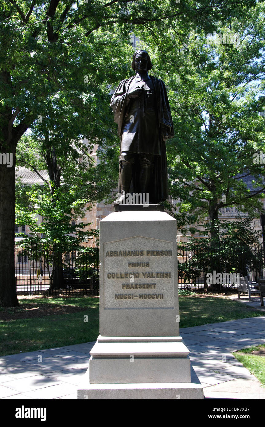 Statue of Rev. Abraham Pierson, Old Campus of Yale College, New Haven ...