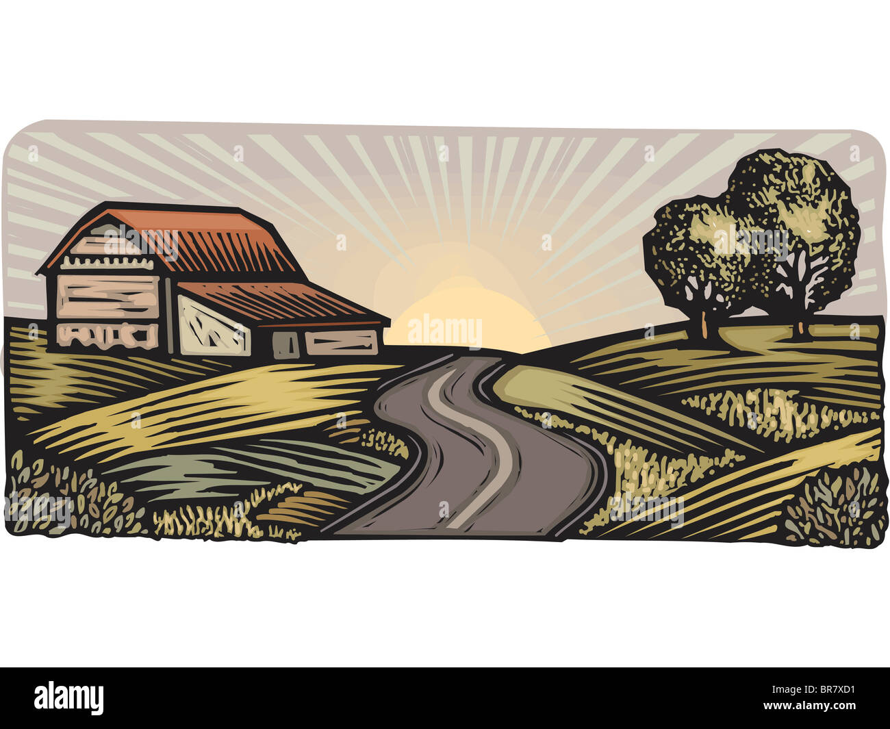 Winding Country Road Drawing