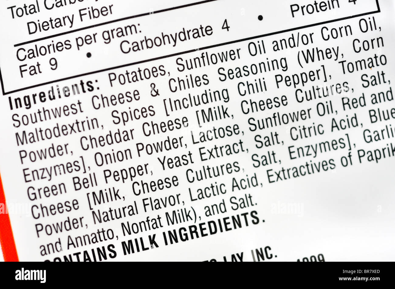 Nutrition information on food package Stock Photo - Alamy