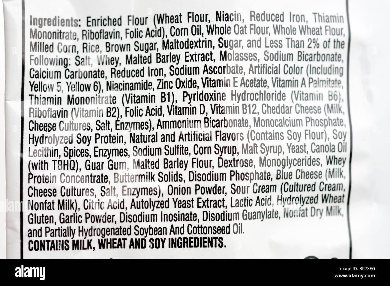 Nutrition information on food package Stock Photo - Alamy